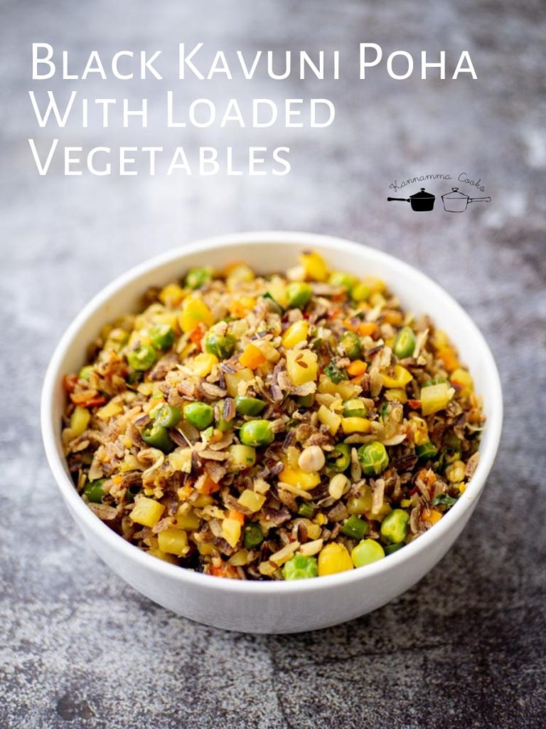 Black Kavuni Rice Poha With Loaded Vegetables – Kannamma Cooks