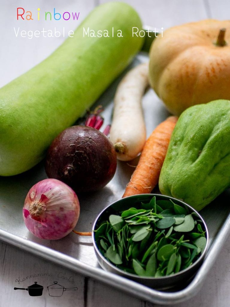Rainbow Veggie Masala Rotti Recipe – Kannamma Cooks