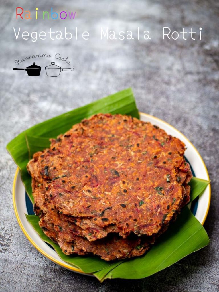 Rainbow Veggie Masala Rotti Recipe – Kannamma Cooks