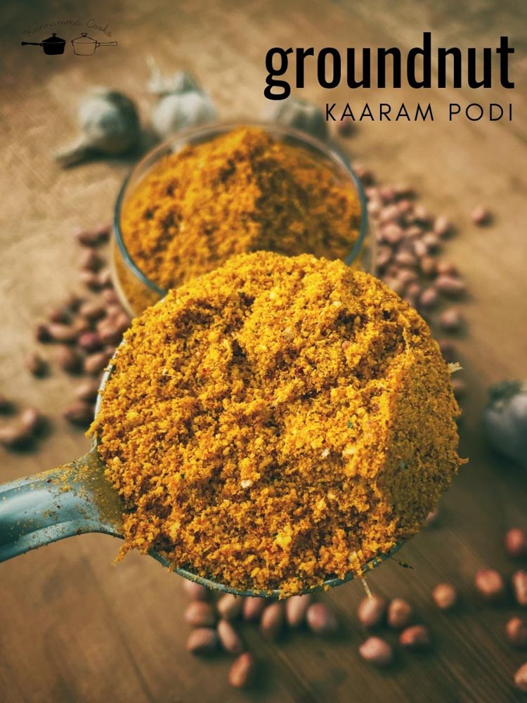 Groundnut Kaaram Podi – Kadalai Poondu Podi Recipe – Kannamma Cooks